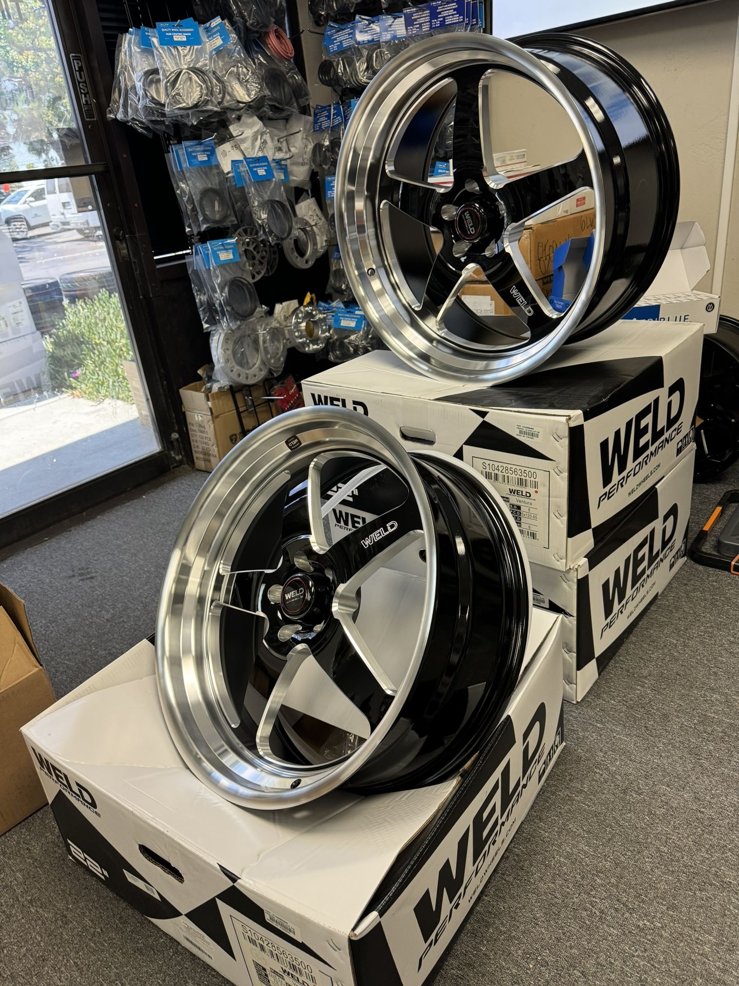 4 New Staggered 22x8.5 & 22x10.5 WELD S104 Ventura Black Mill 5x120.65 ...