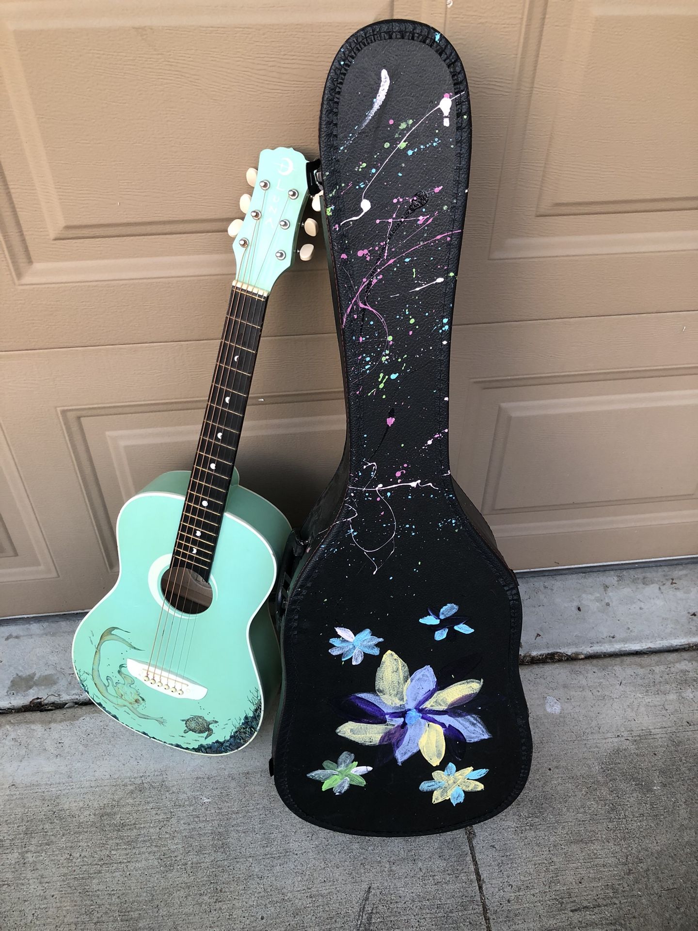 Luna Jr Size Artistic Mermaid And Turtle Acoustic Guitar for Sale in ...