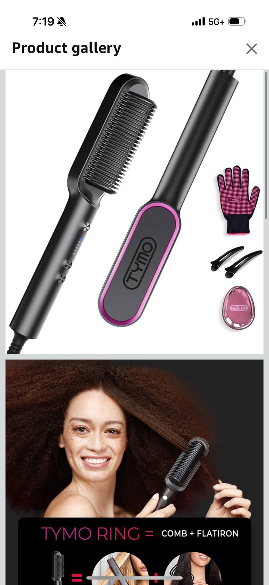TYMO Ring Hair Straightener Comb Straightening Brush for Women with 5 ...