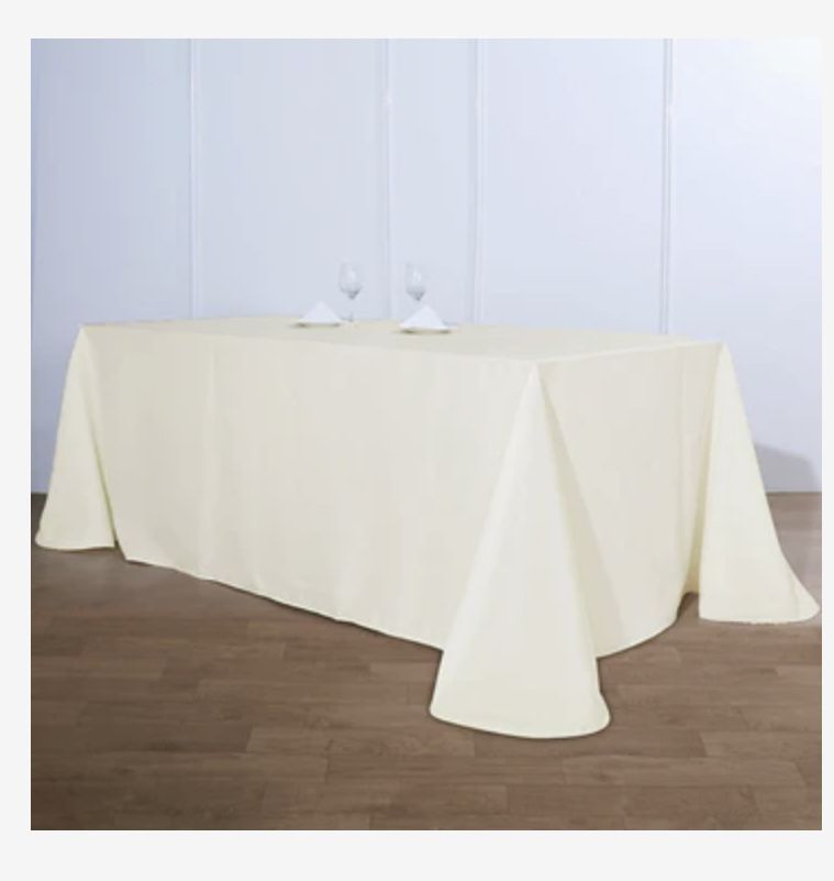 90"x156" Ivory Seamless Polyester Round Corner Linen Rectangular ...