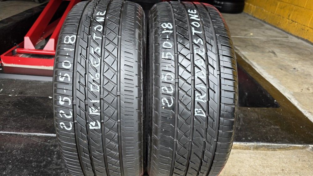 2 USED TIRES 225/50/18 BRIDGESTONE driveguard RFT w/90% Thread Both ...