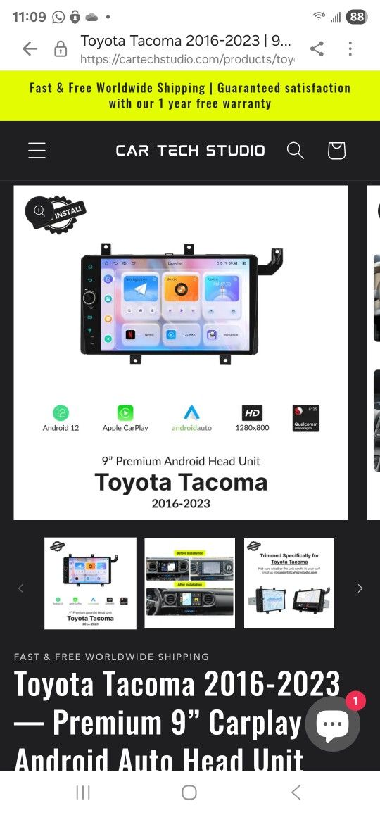 TOYOTA TACOMA 2016-2023 PREMIUM 9" CARPLAY & ANDROID AUTO HEAD UNIT for ...