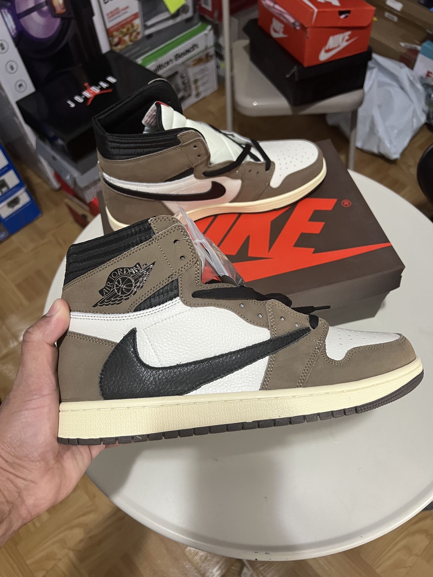 MENS 10 AIR JORDAN 1 HIGH OG TS SP WwNS 115 SAIL/BLACK-DARK MOCHA VOILE ...