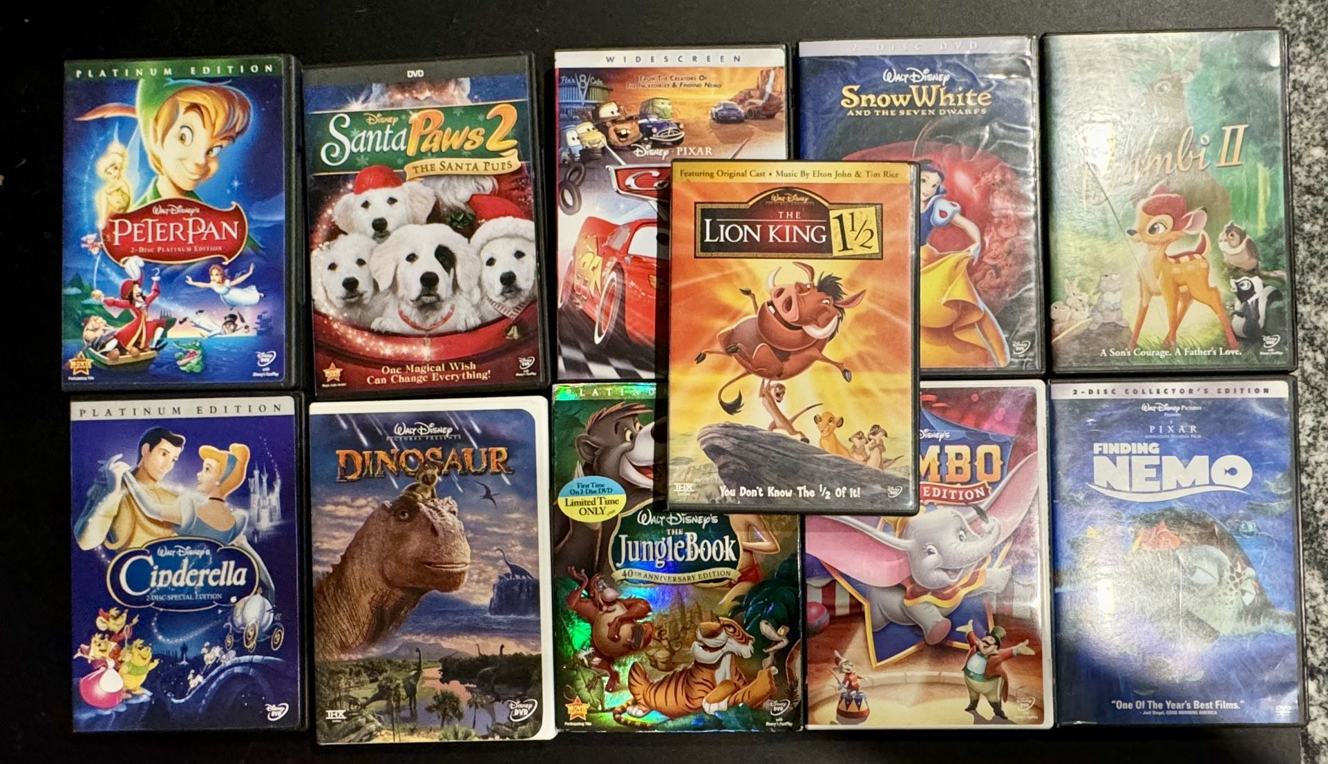 Disney DVD LOT: 11 pcs including: Dumbo, Peter Pan, Cinderella, Nemo ...