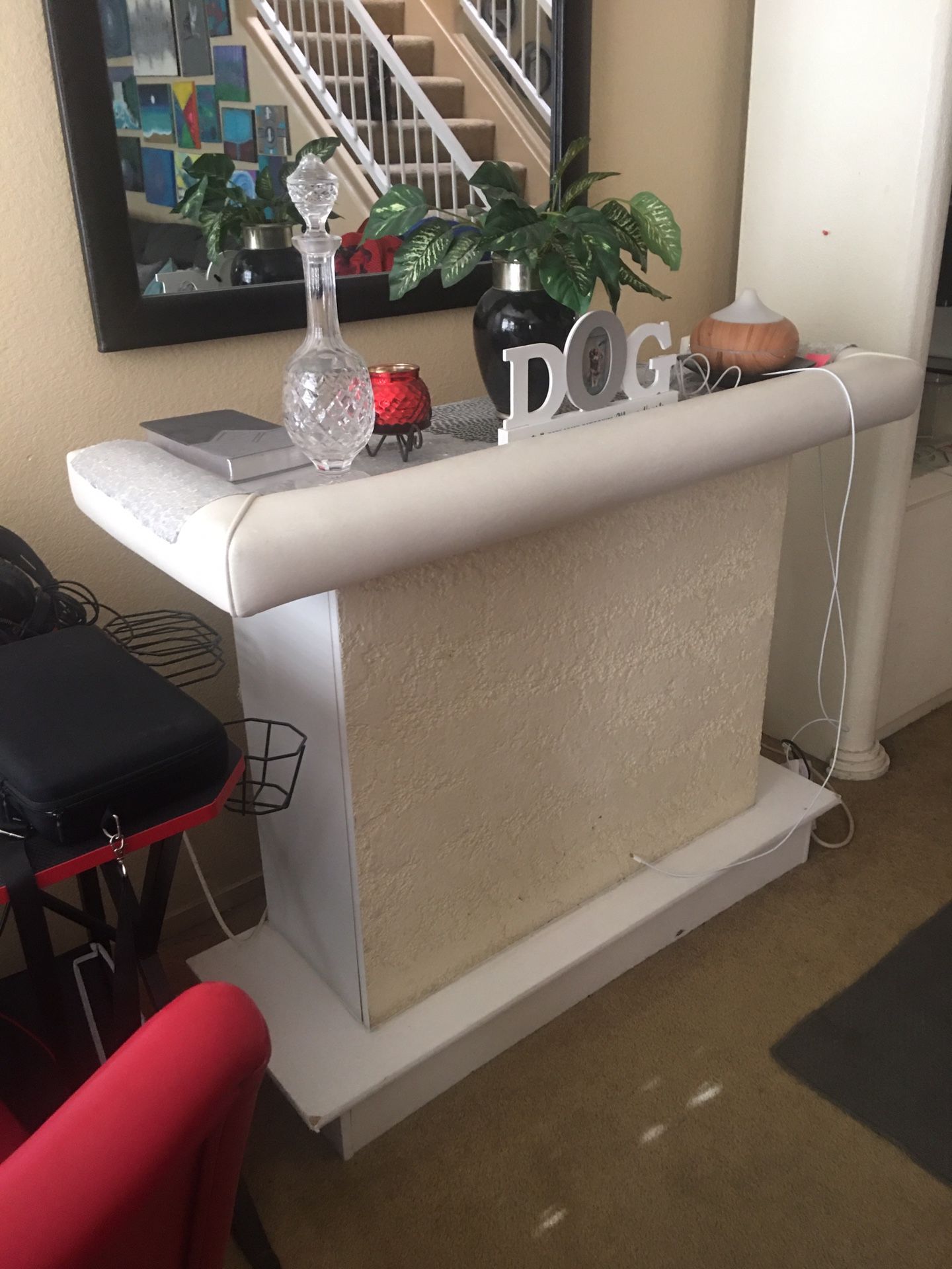 White Wood/Plaster / Leather Home Bar for Sale in Las Vegas, NV - OfferUp