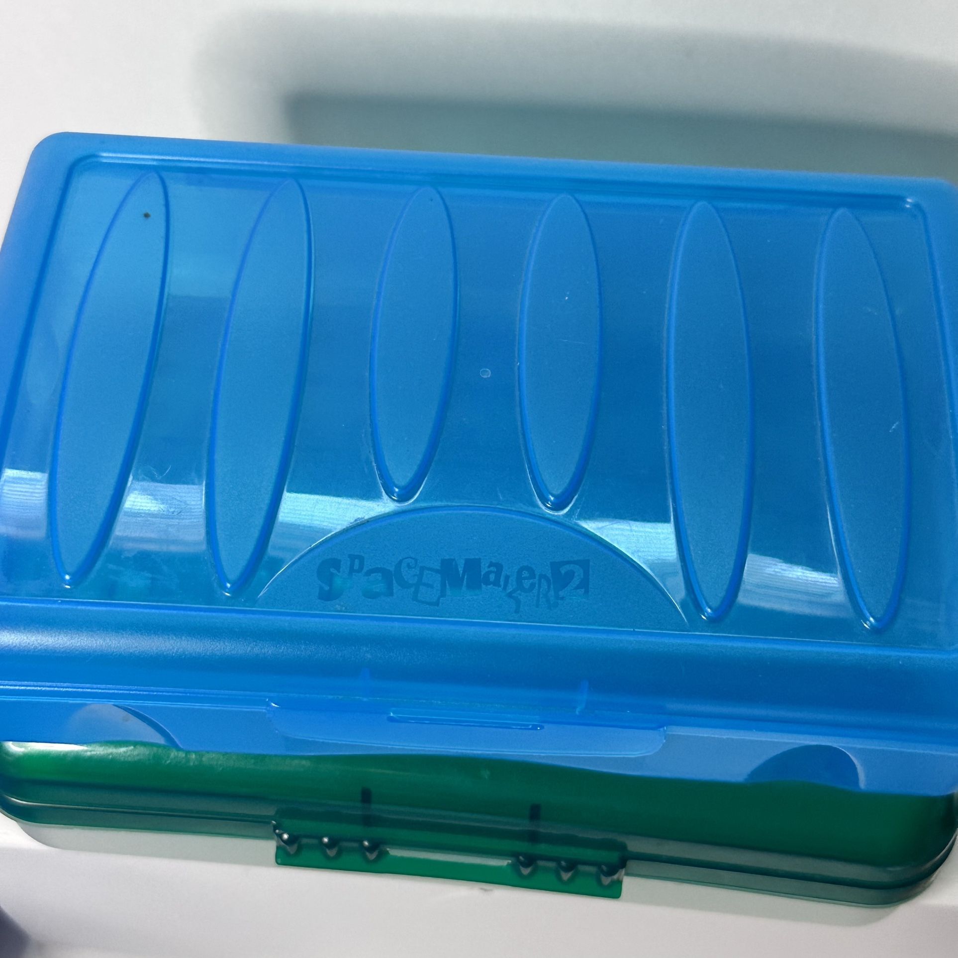 VINTAGE Spacemaker green & clear & Spacemaker 2 blue plastic pencil box ...
