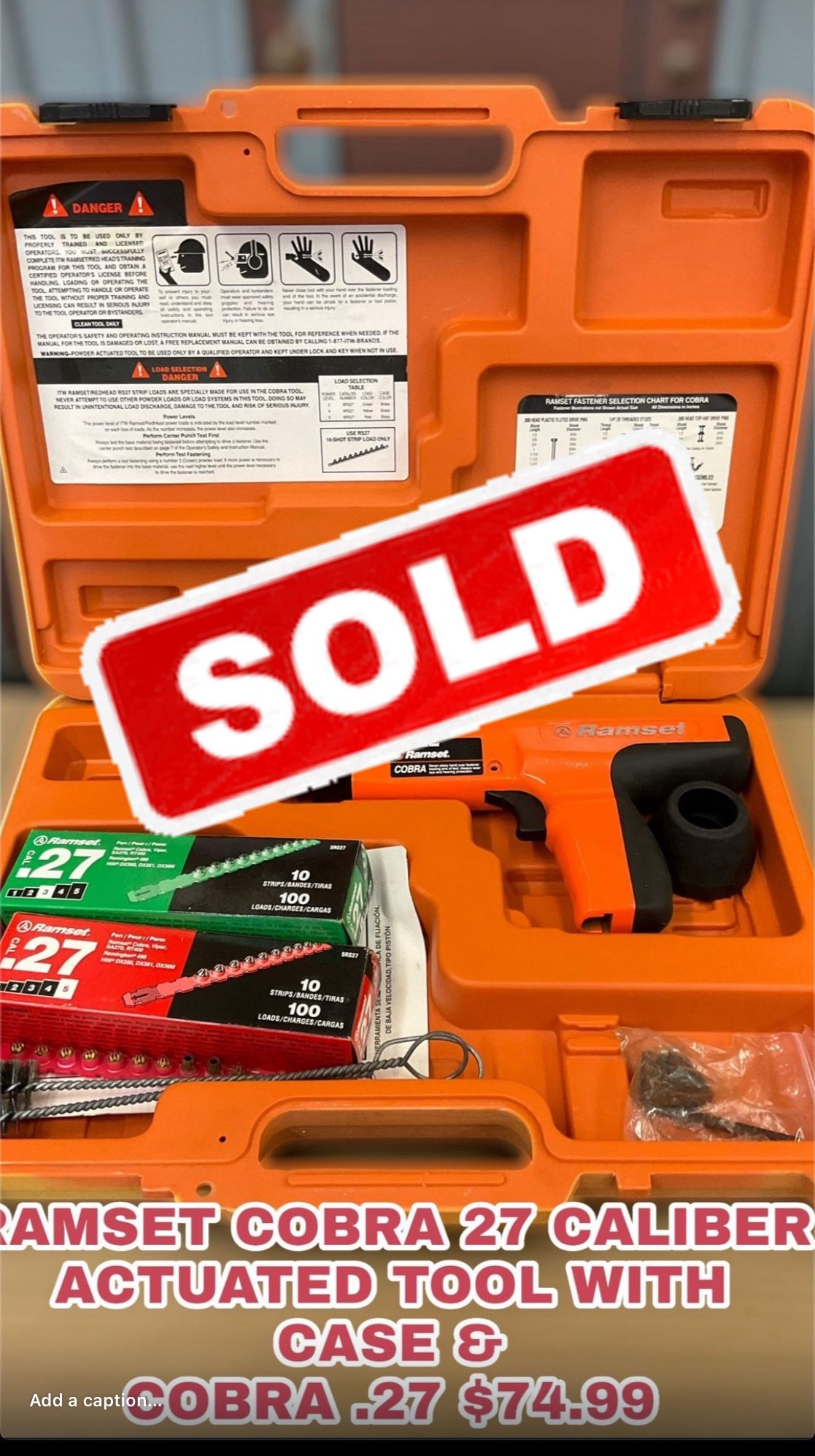 RAMSET COBRA 27 CALIBER ACTUATED TOOL WI CASE & COBRA .27 for Sale in ...