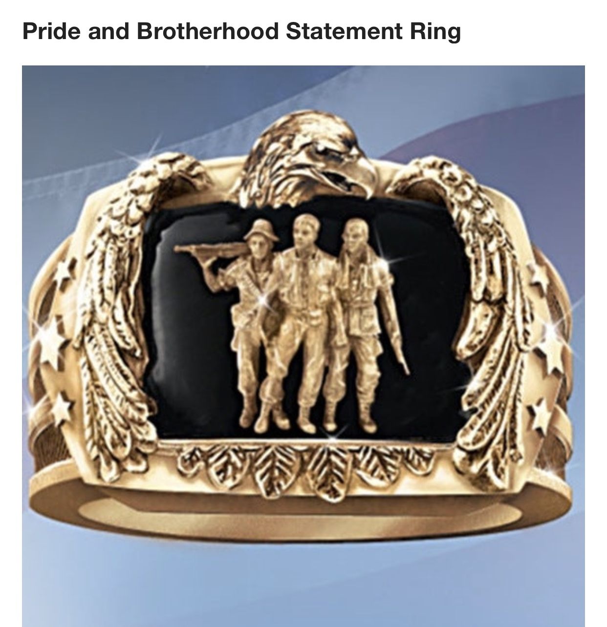 “Pride and Brotherhood” statement Ring unscripted inside the band of ring Gold over Titanium ...