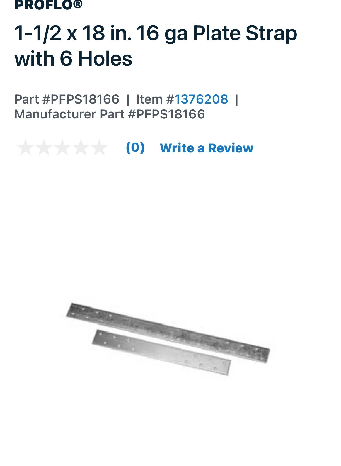 Proflo 16g Steel Plate Strap 1-1/2”x18” (galvanized) for Sale in ...