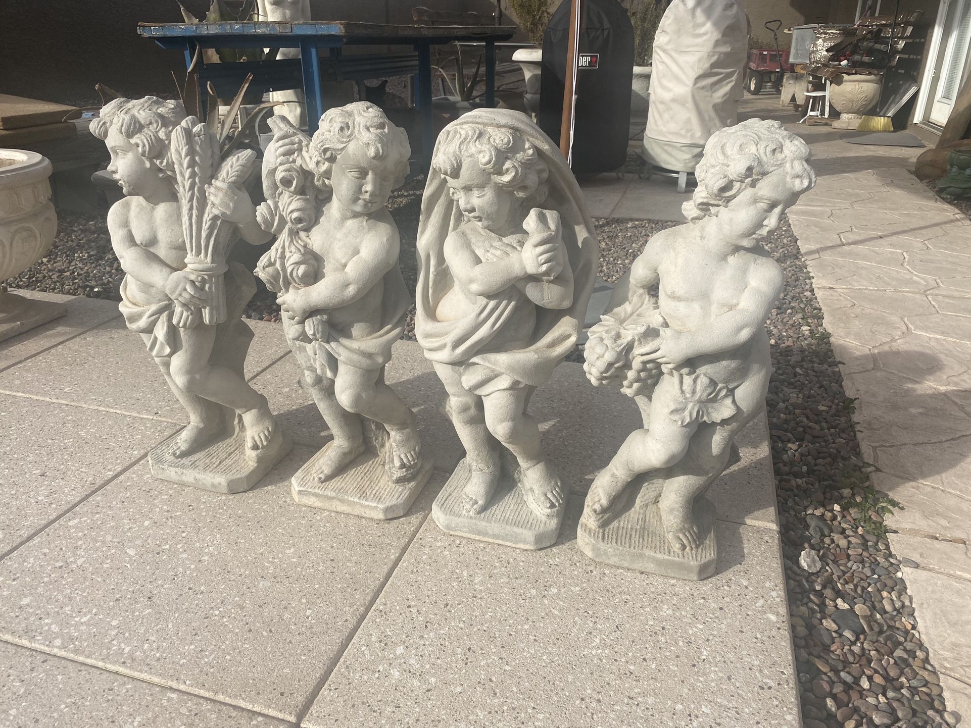 FOUR SEASON CHERUB ANGEL COLLECTION STATUES FOUR SEASON CEMENT CHERUB ...