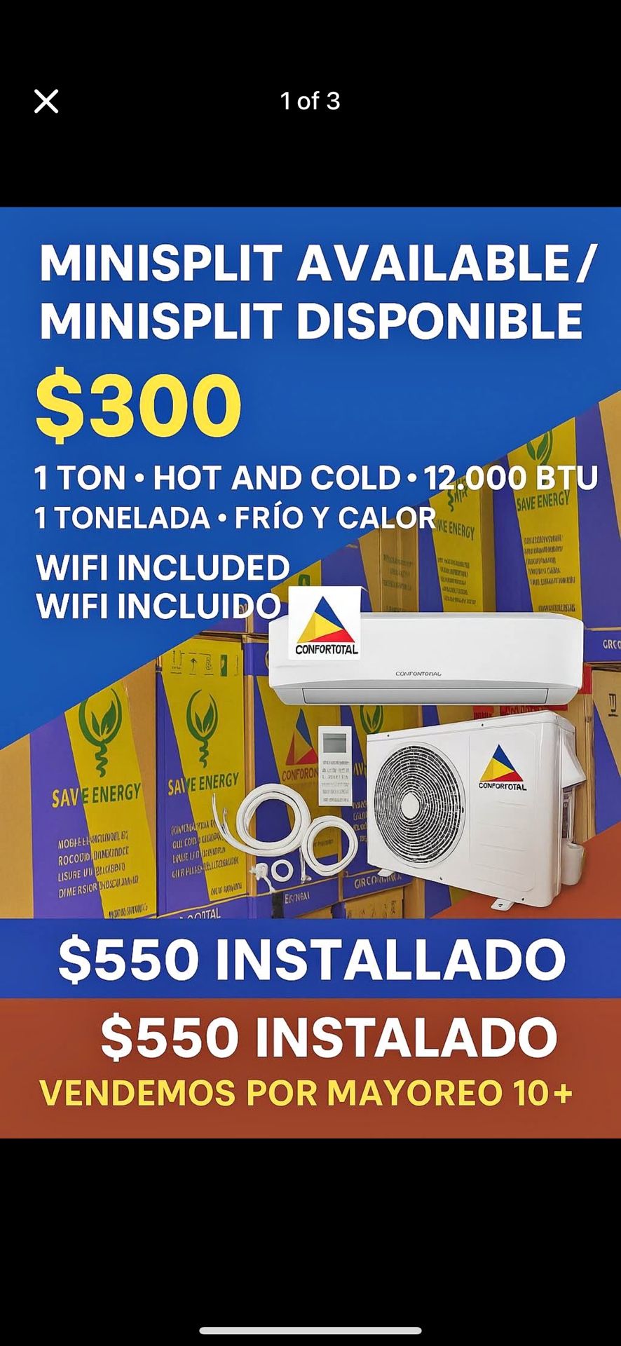 Mini Split 1 Ton Hot And Cold 12,000 Btu for Sale in San Antonio, TX ...
