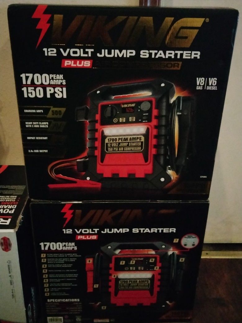 VIKING 1700 Peak Amp Portable Car Battery Jump Starter and Power Pack ...