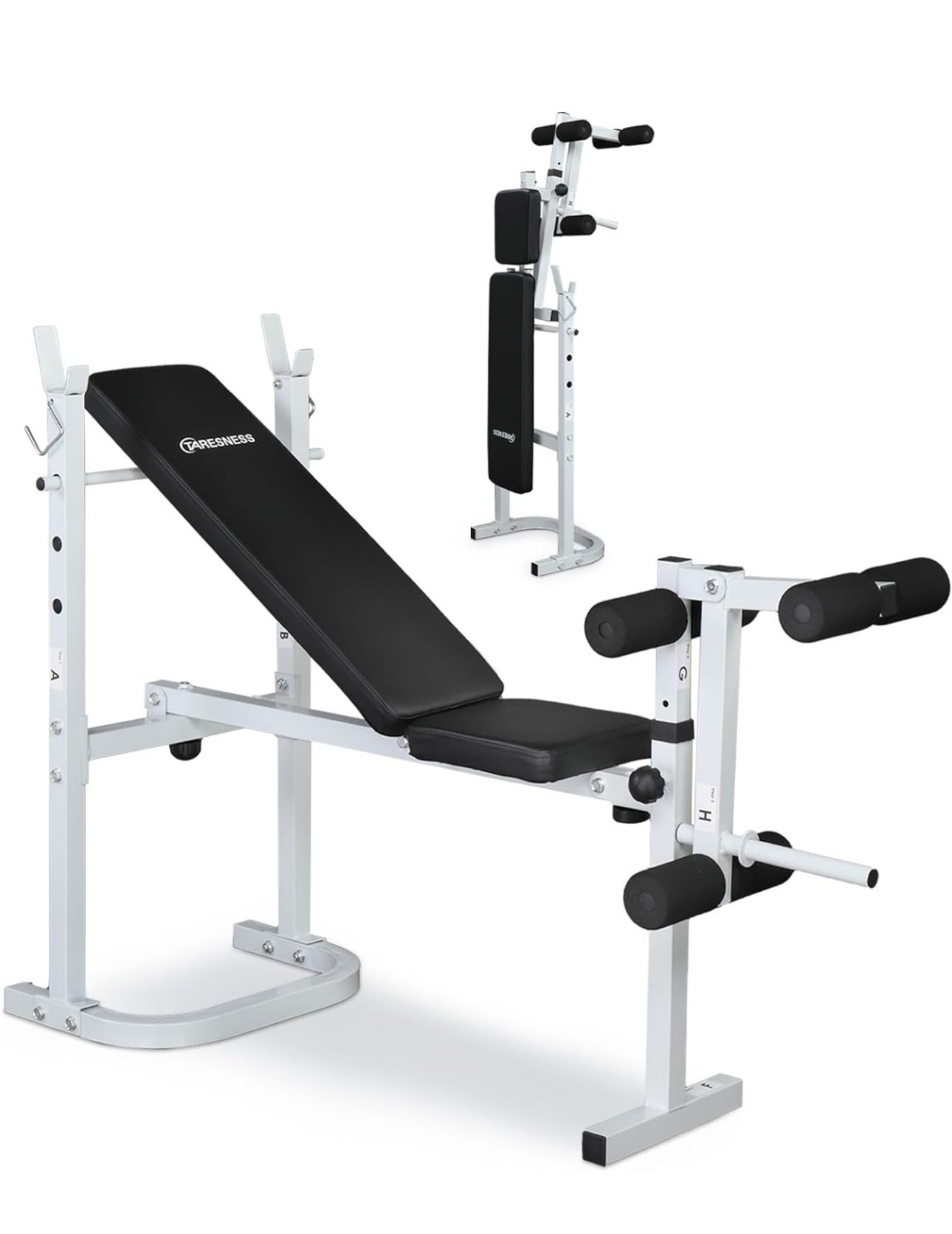 Taresness Weight Bench with Adjustable Workout Bench and Barbell Rack ...