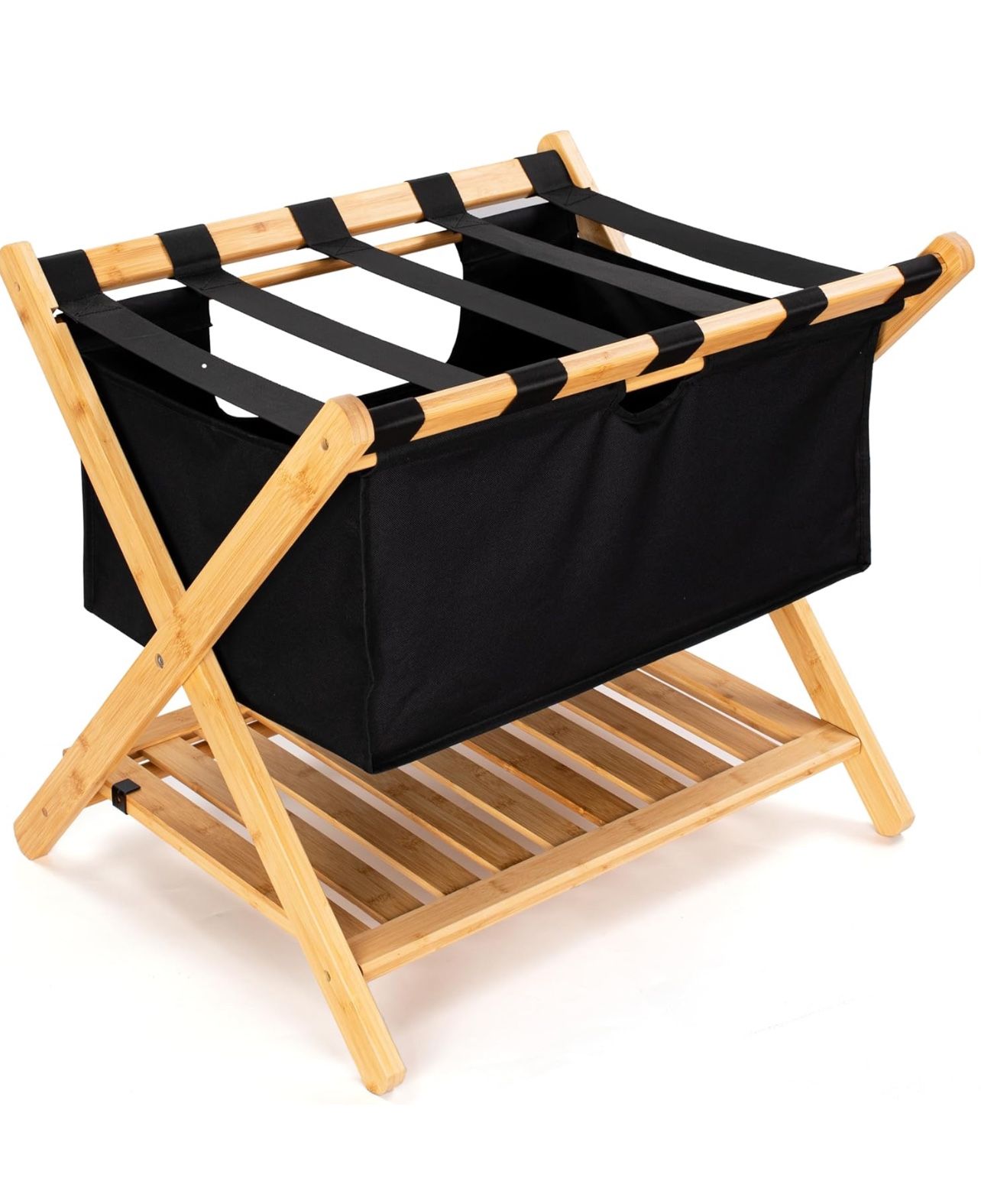 Folding Luggage Rack for Guest Room with Laundry Bag & Shoe Rack ...