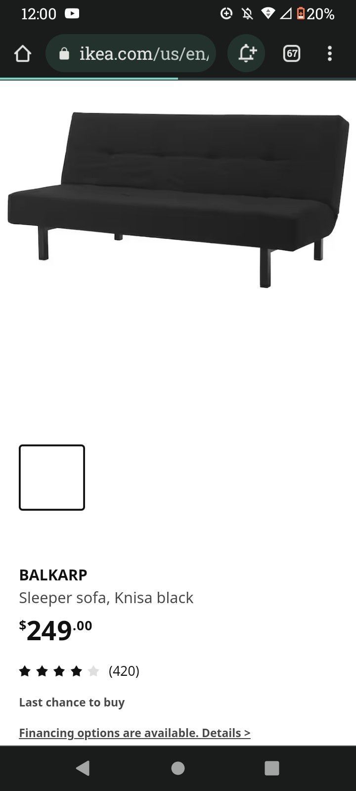 Balkarp black Ikea futon for Sale in Federal Way, WA - OfferUp