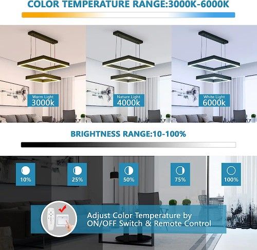 Modern Chandelier, 3000K/4000K/6000K Light Color Switchable for Sale in ...