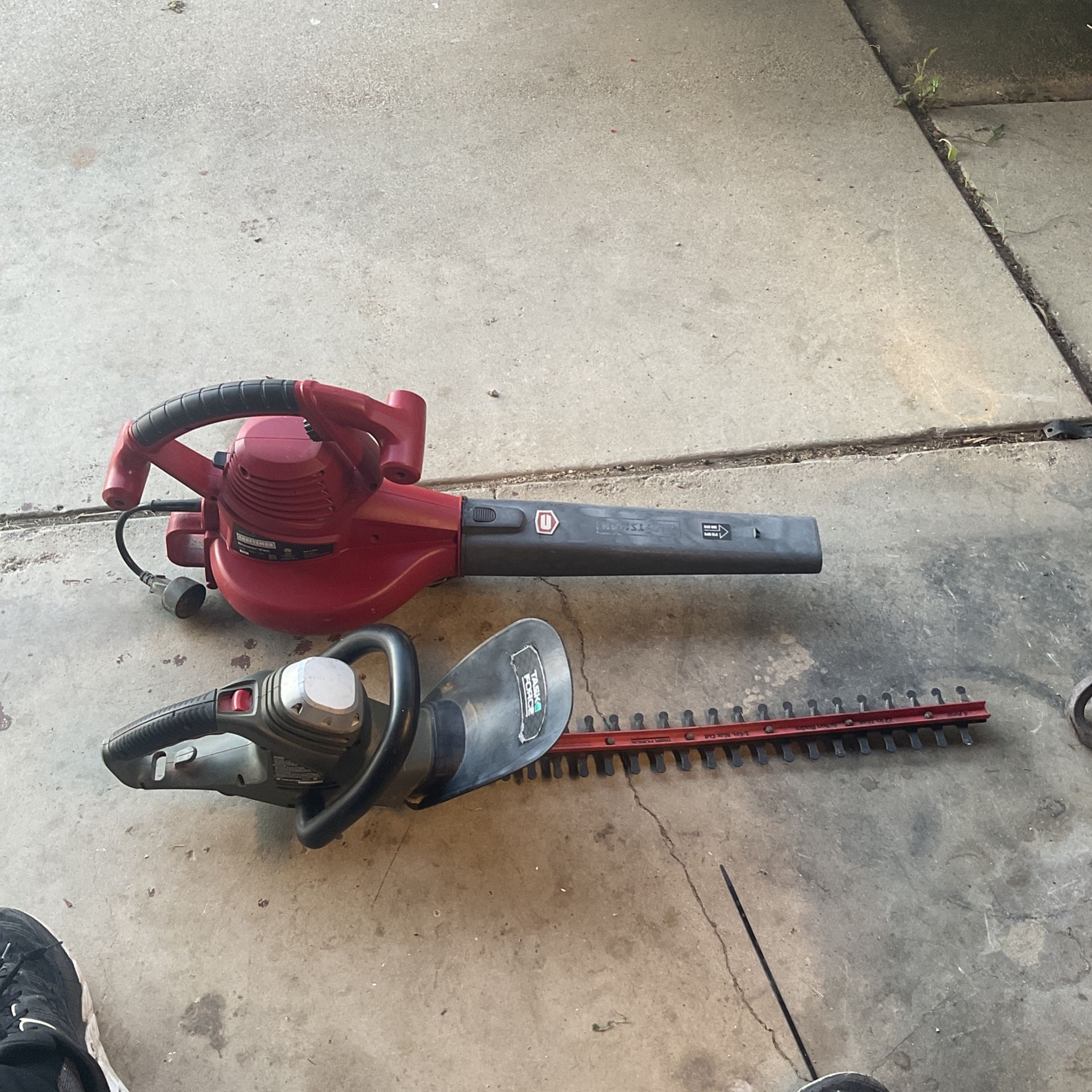 Craftsman Blower And Task Force Hedge Trimmer Used. Electric for Sale ...