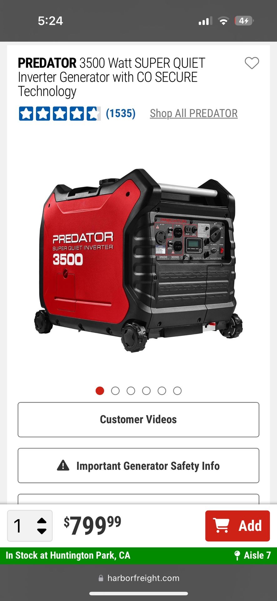 Predator 3500 Generator for Sale in Los Angeles, CA - OfferUp