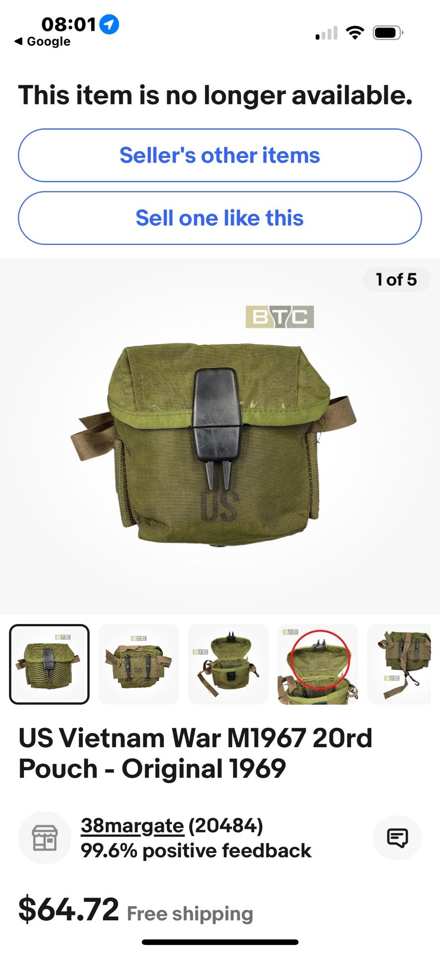 US Vietnam War M1967 20rd Pouch - Original 1969 for Sale in San Antonio ...