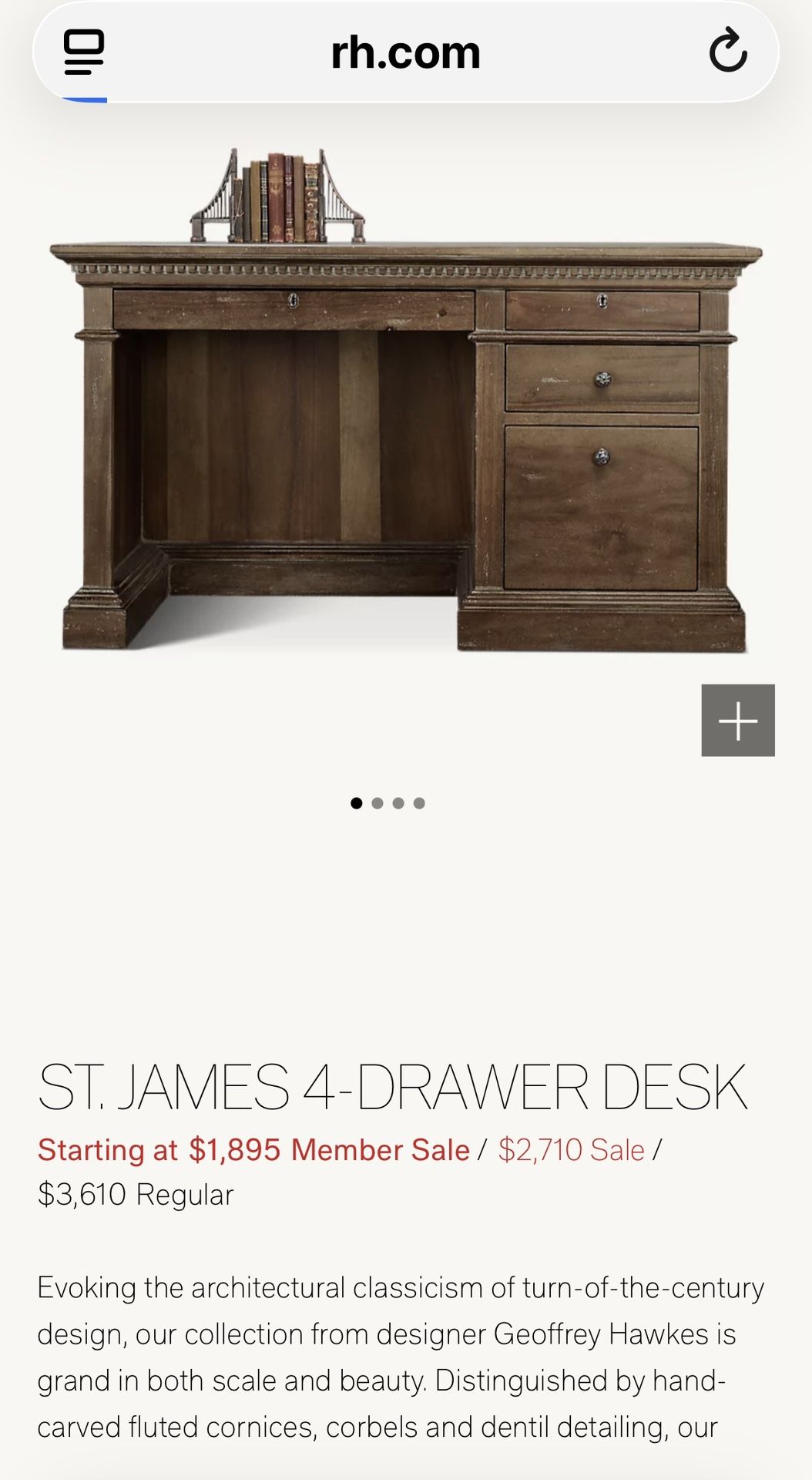 RH St. James 4-Drawer Desk for Sale in San Diego, CA - OfferUp