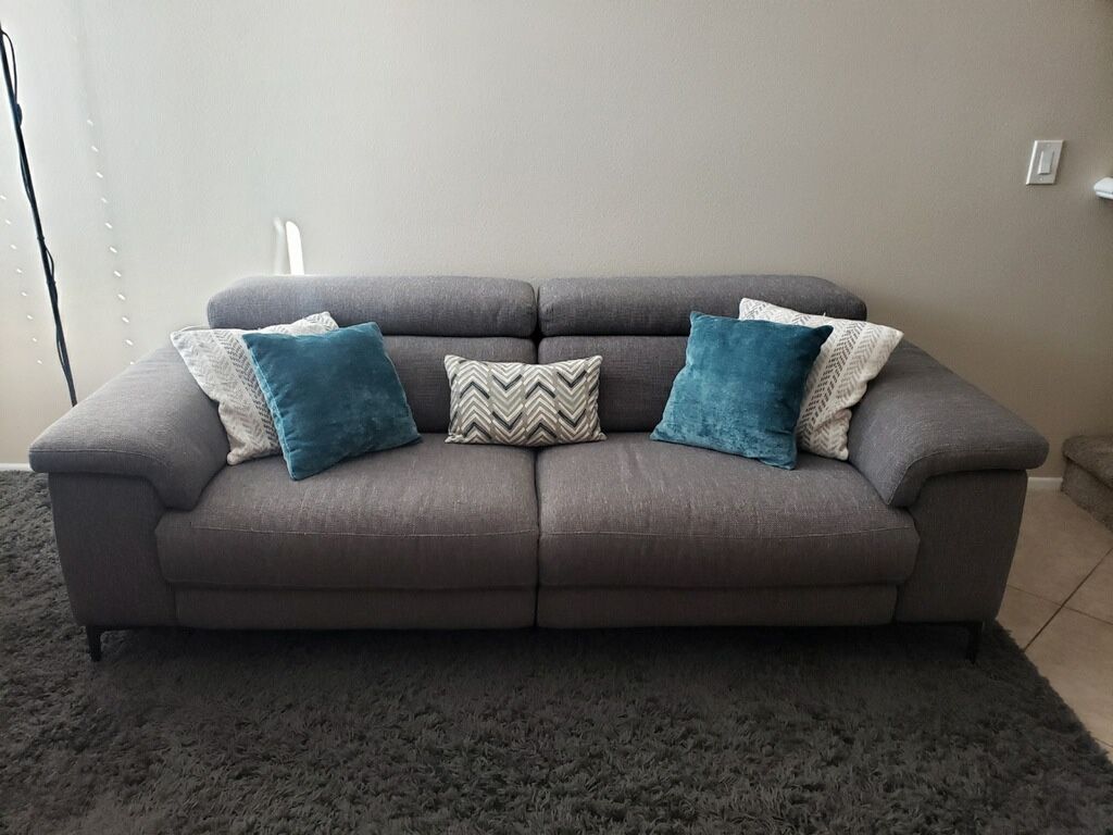 Talin Grey 85 Power Reclining Sofa Adjustable Headrest And USB Sofas Couches etqanelbnaa