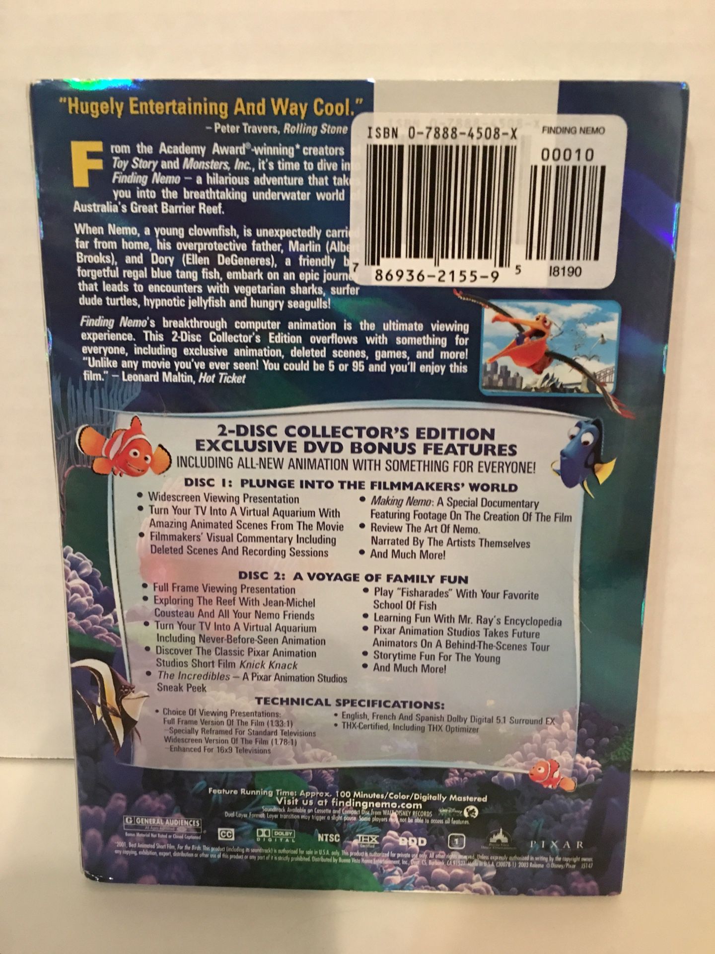 Finding Nemo 2-Disc Collector's Edition DVD with CD ROM Game for Sale ...