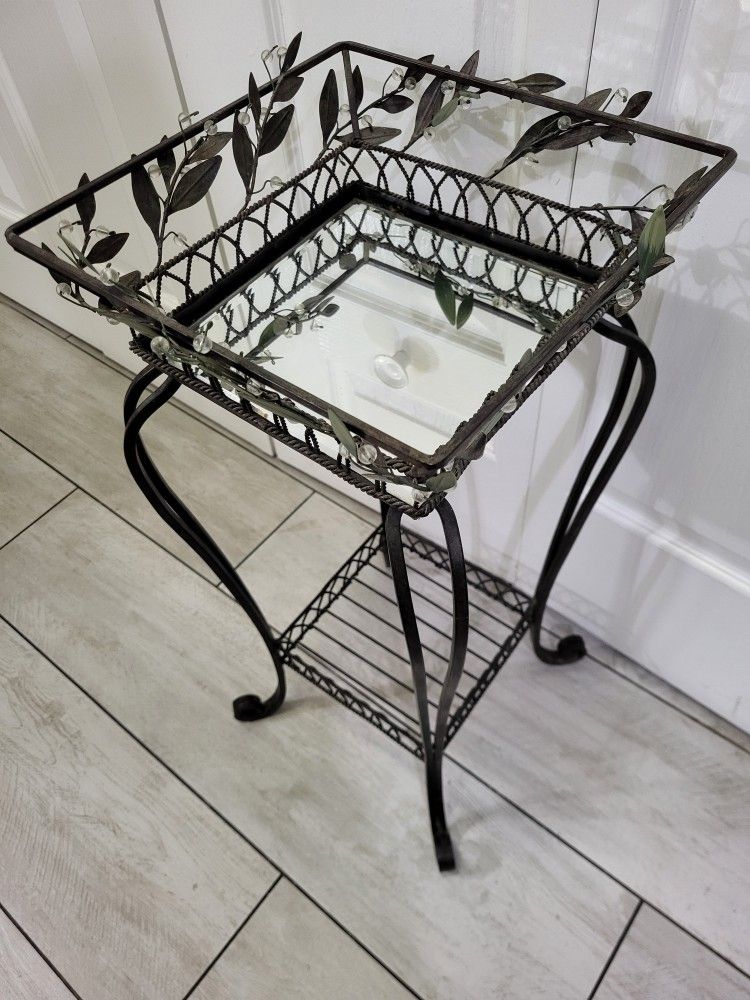 2 Tier Indoor Square Wrought Iron Mirror Plant Stand ~ 11.5" Square x ...
