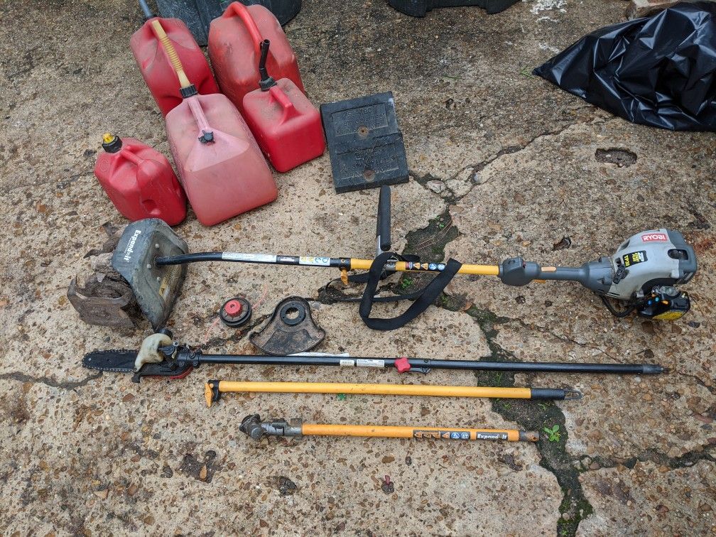 Ryobi weed eater, tiller, pole saw, and gas cans. for Sale in Spring ...