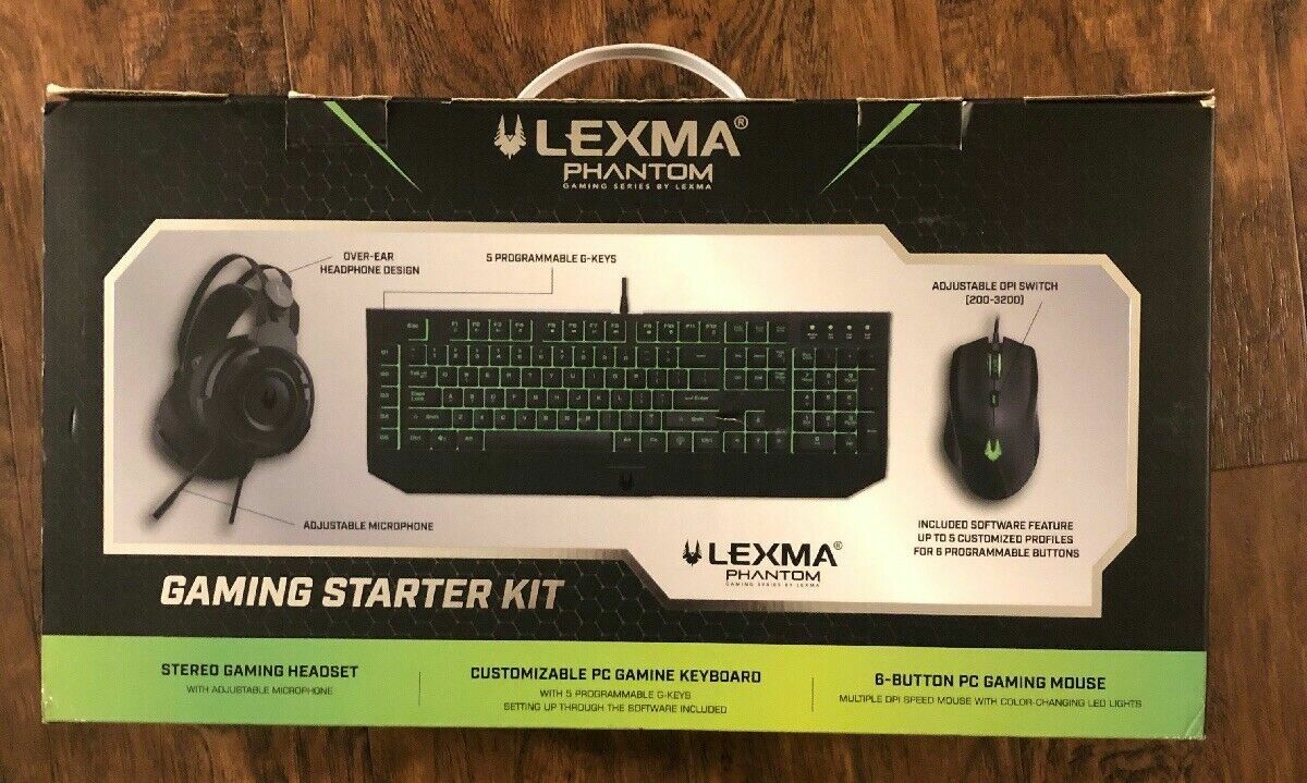 New unopened Lexma Phantom Gaming Set all with light up keyboard ...