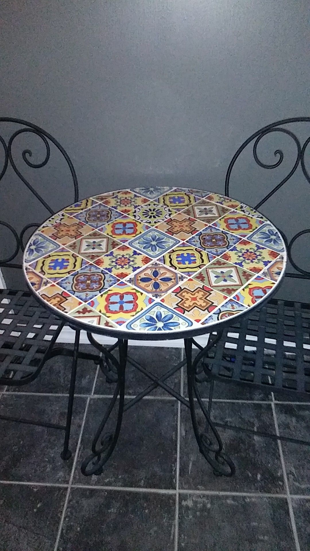 Colorful Spanish mosaic tile bistro table set for Sale in Tacoma, WA ...