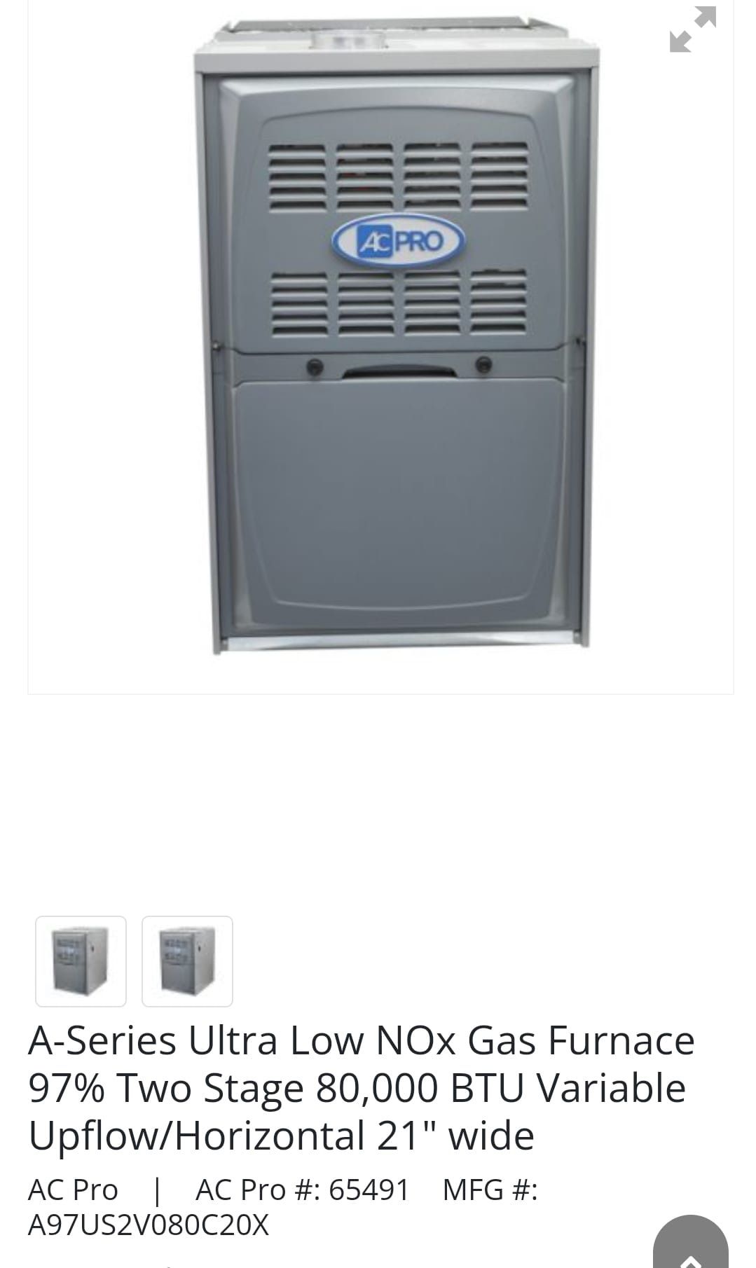 AC Pro A-Series Ultra Low NOx Gas Furnace for Sale in Los Angeles, CA ...