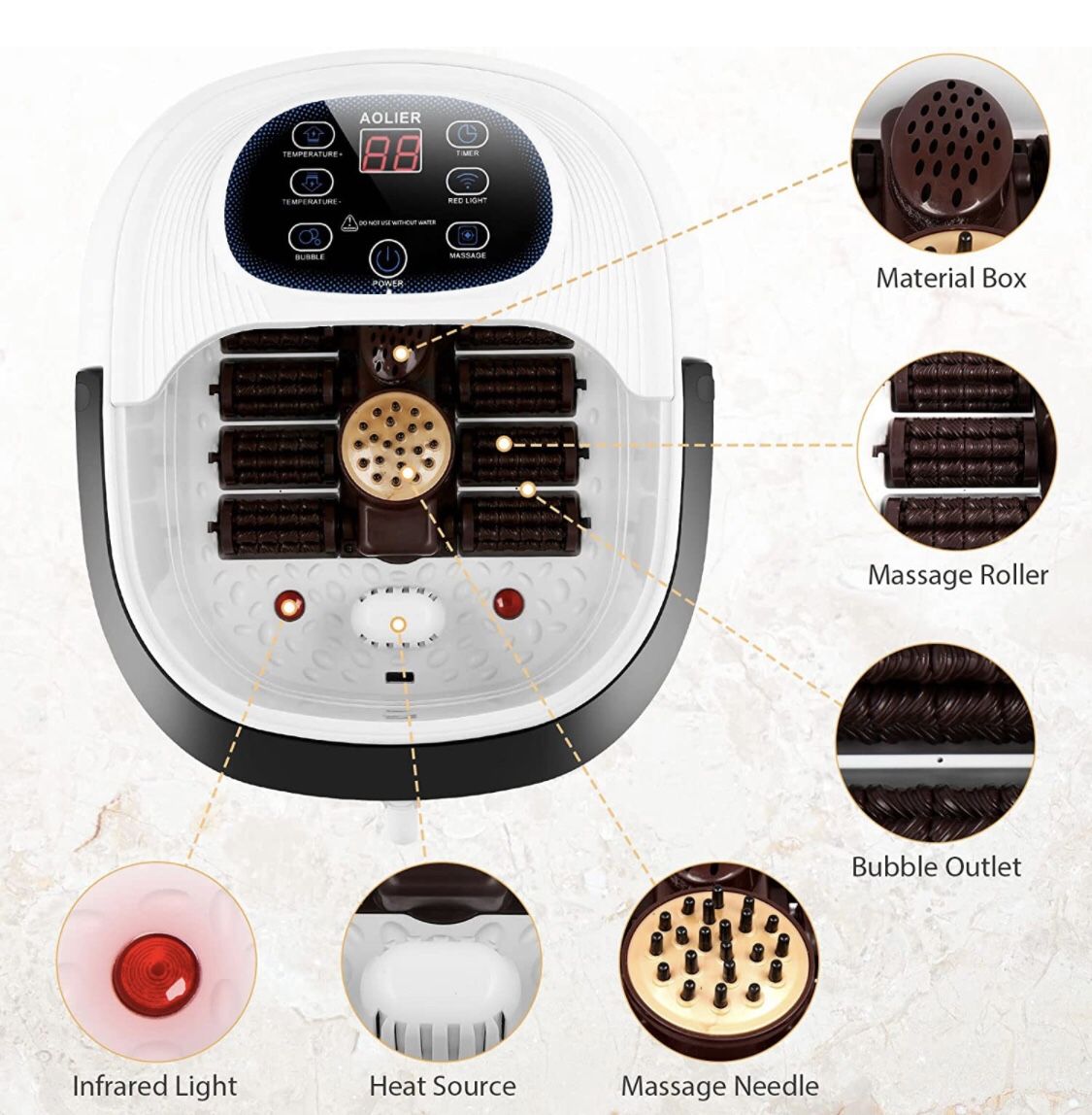 Foot Spa Bath Massager with Heat, Bubbles Jets, Pedicure Foot Soak Tub ...