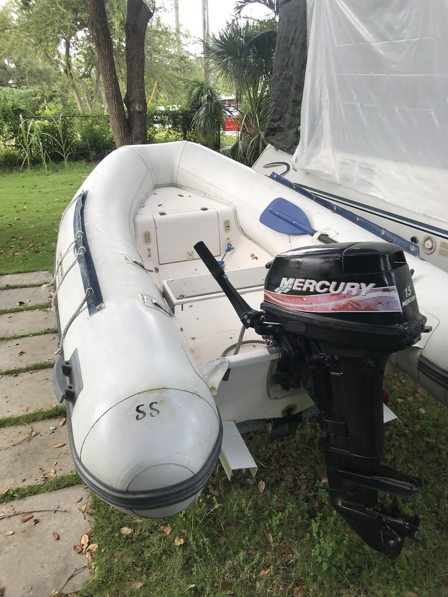 Flexboat SR10 Dingy with 15 HP 2 cycle Mercury Engine and Trailer for ...