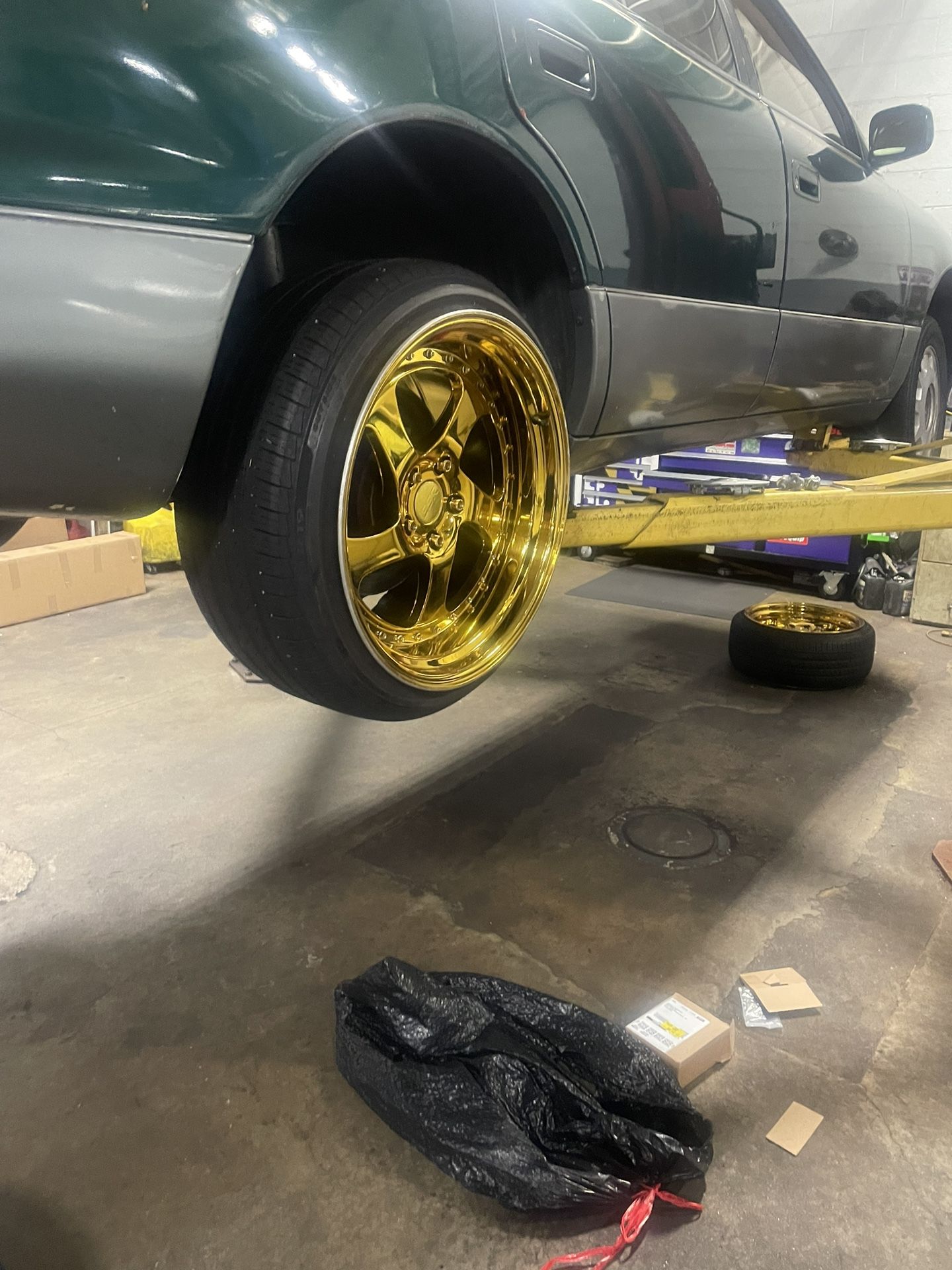 19” GOLD CHROME ( SHOW STOPPER ) ESR SR02 WHEELS W/ TIRES AND LUG LOCKS ...