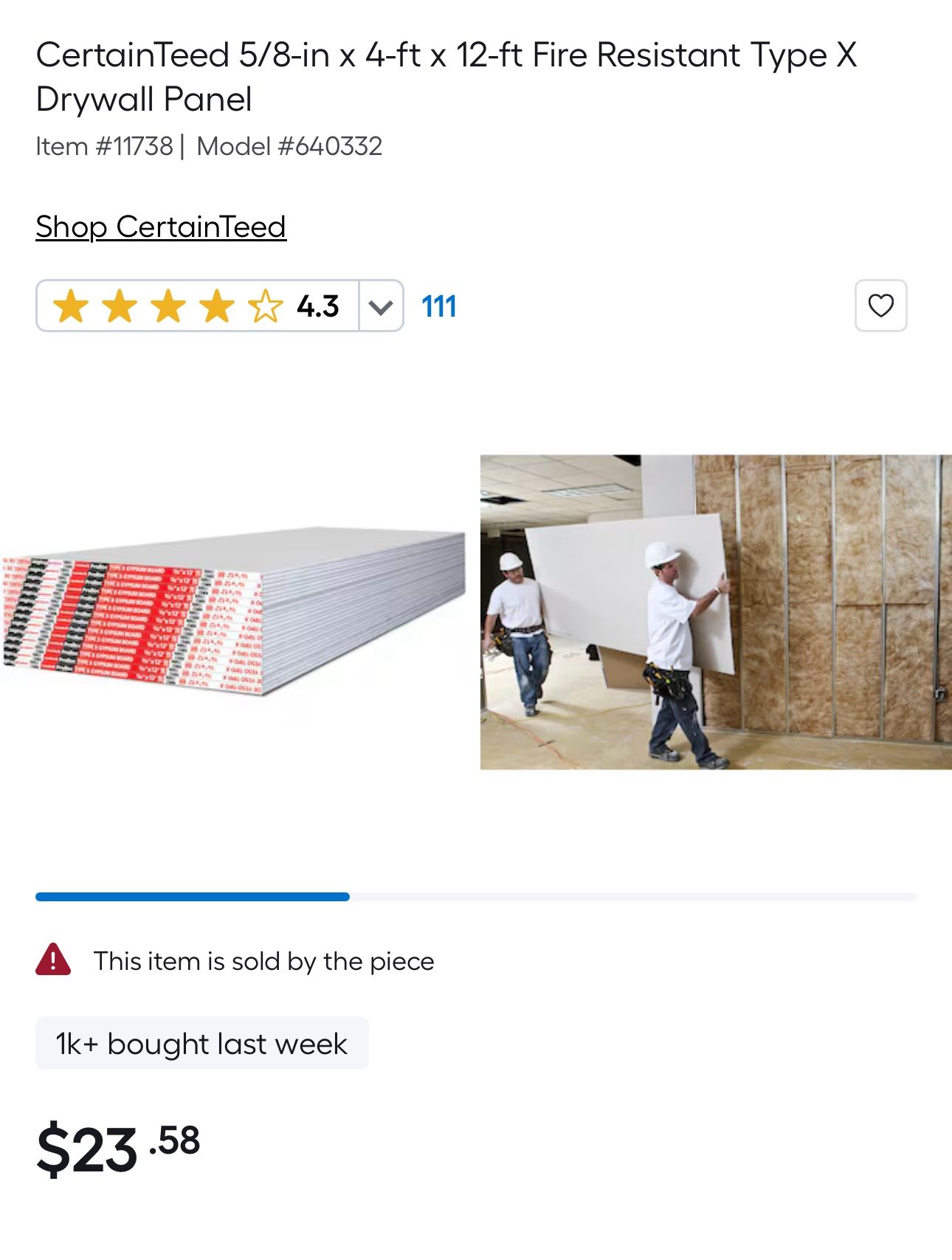 4x12 12 Drywall Price