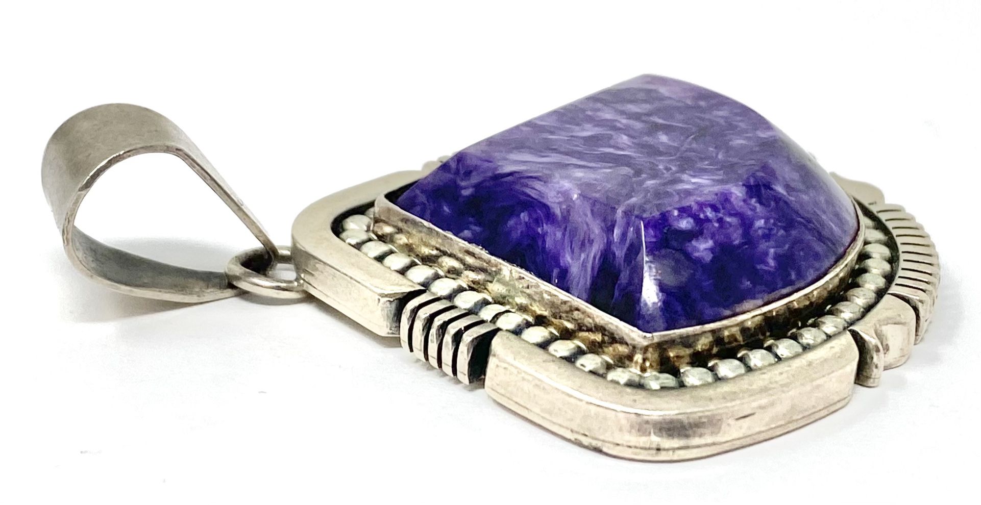 KB Signed Native American Tribal Purple Charoite Sterling Silver ...