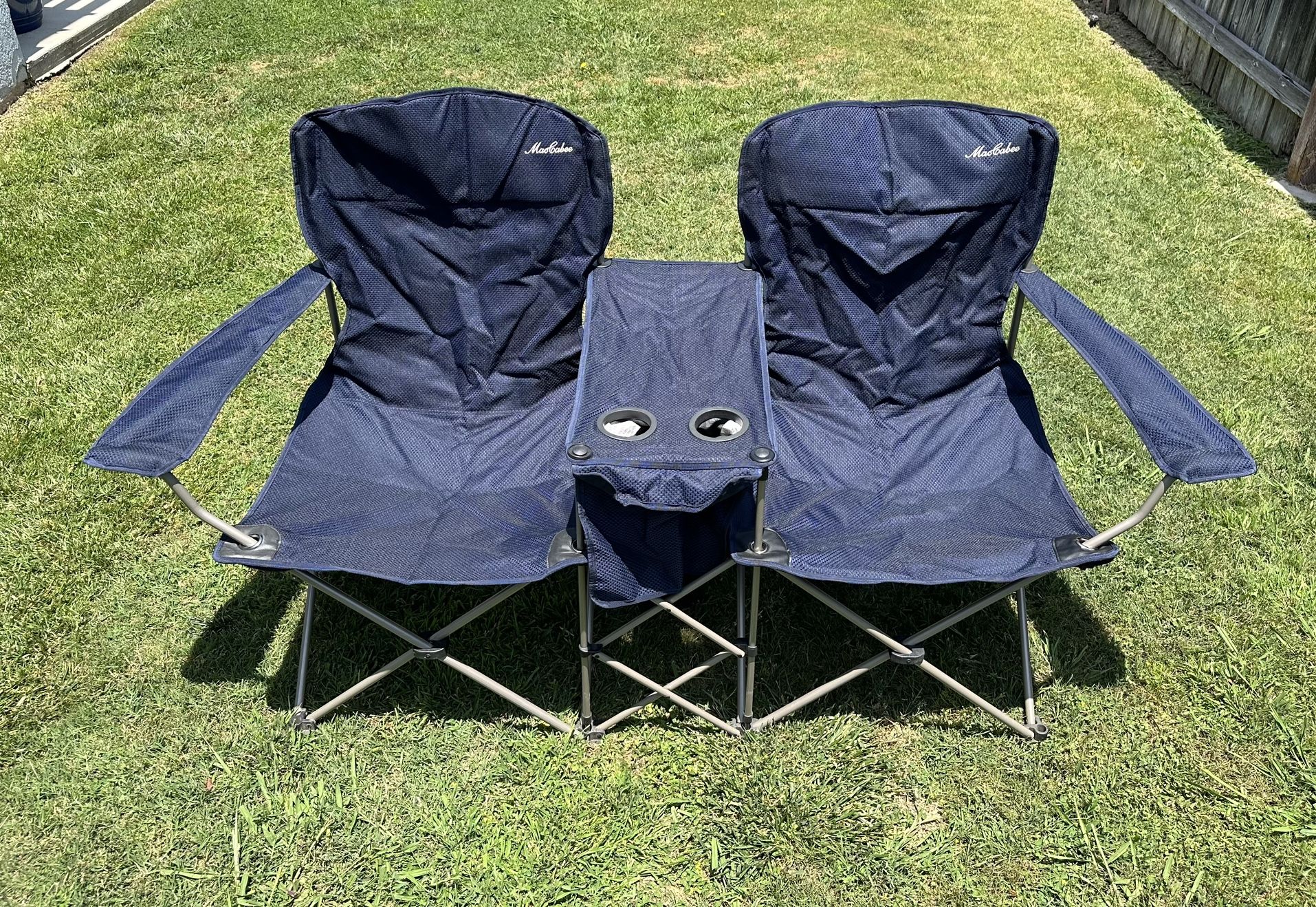 MacCabee Double Folding Chair with Storage in Between (OBO) for Sale in ...
