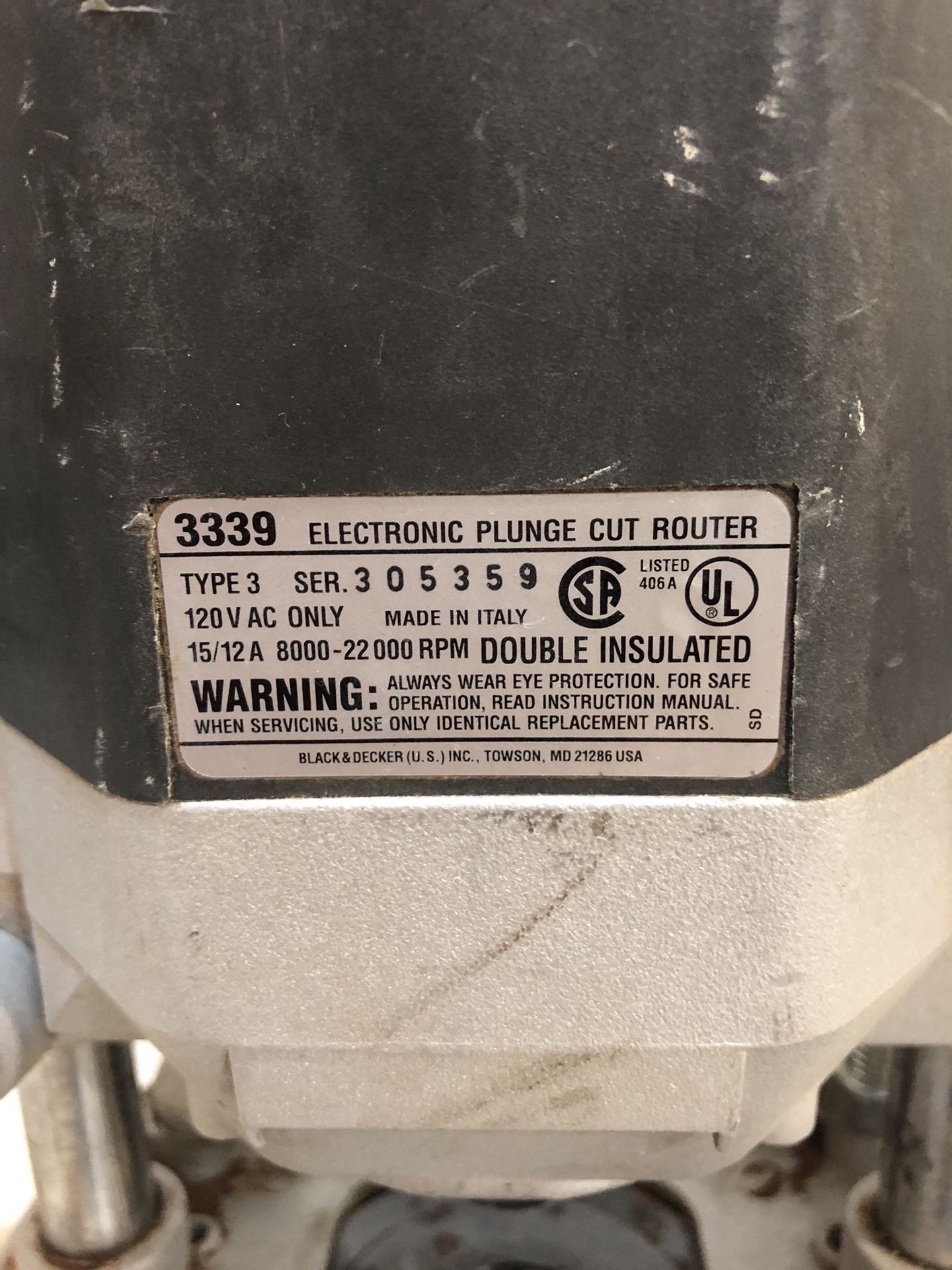 ELU Black & Decker Electronic Plunge Cut Router 3339 for Sale in ...