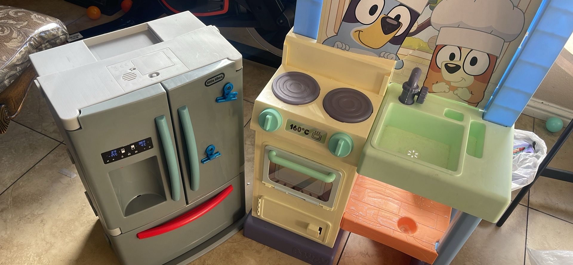 Bluey Kitchen With Little Tikes Play Refrigerator USED for Sale in La ...