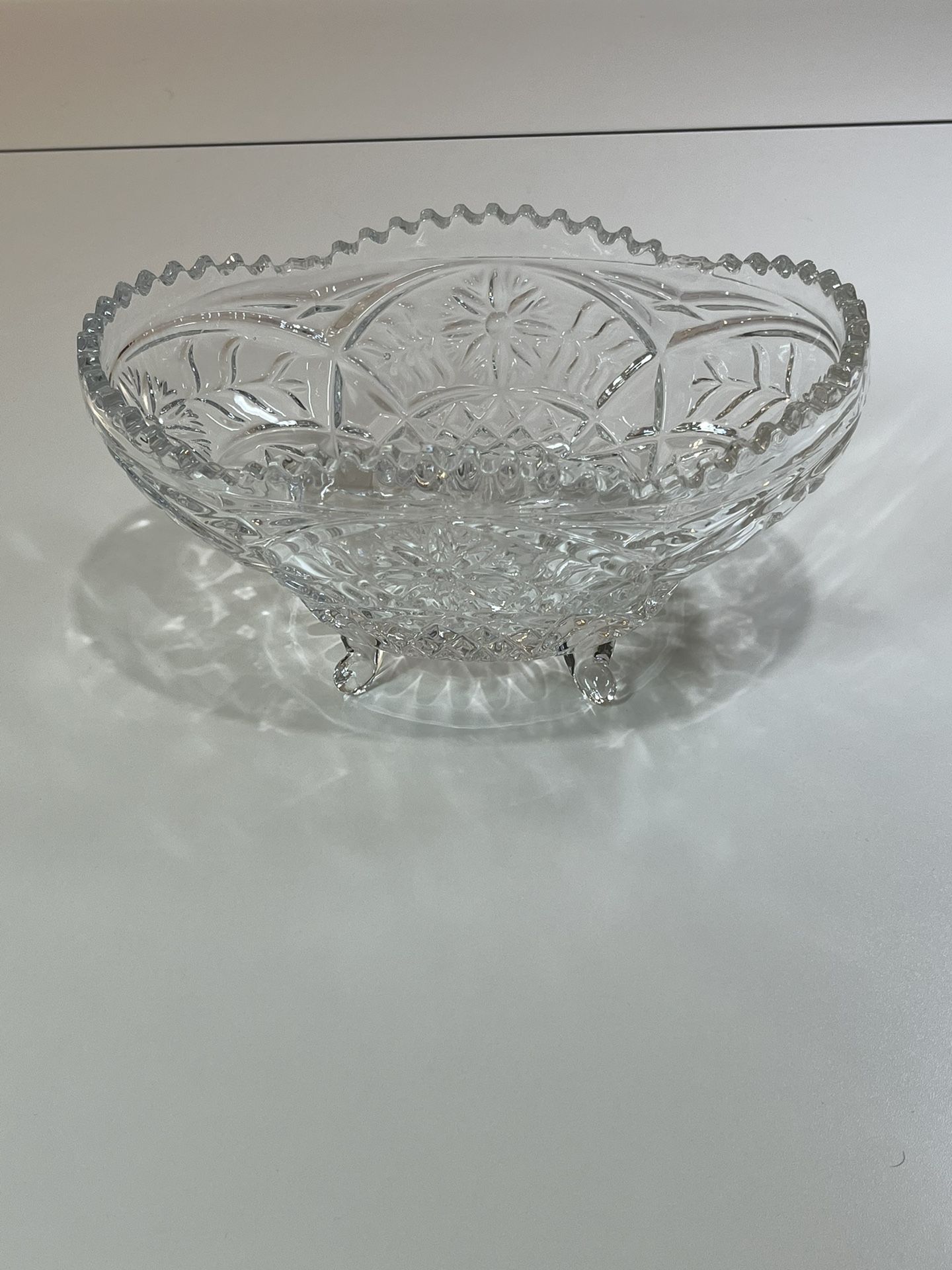 Vintage Pressed glass. Clear. Footed oval dish w/sawtooth edge. 9”L x 5 ...
