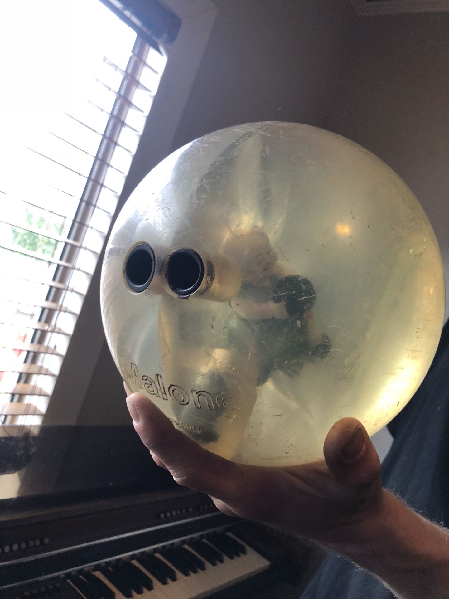 Custom made clear bowling ball with embedded character (dragon ball ...