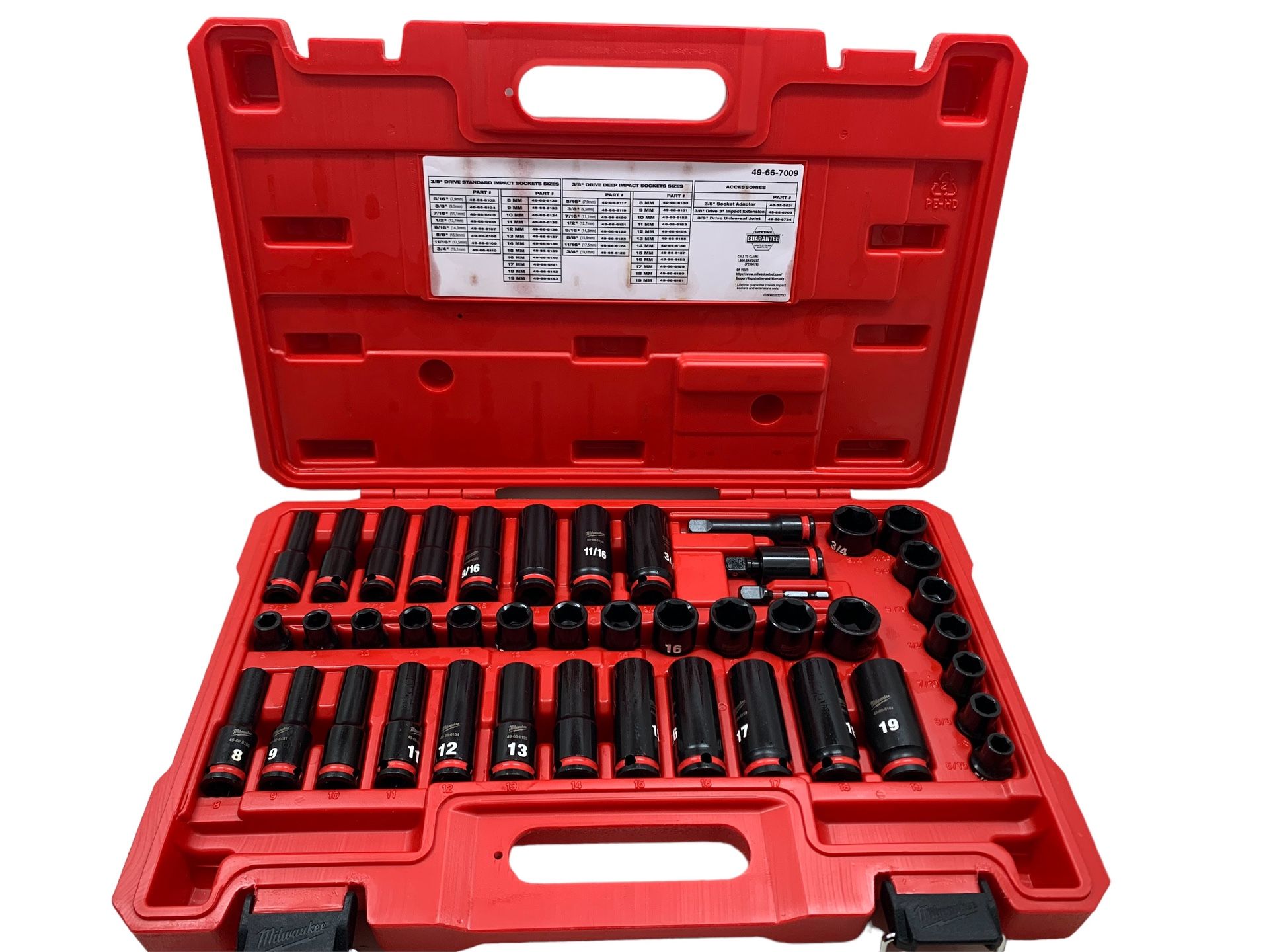 Milwaukee 49-66-7009 43pc Shockwave Imp 3/8" Drive SAE/Metric Deep ...