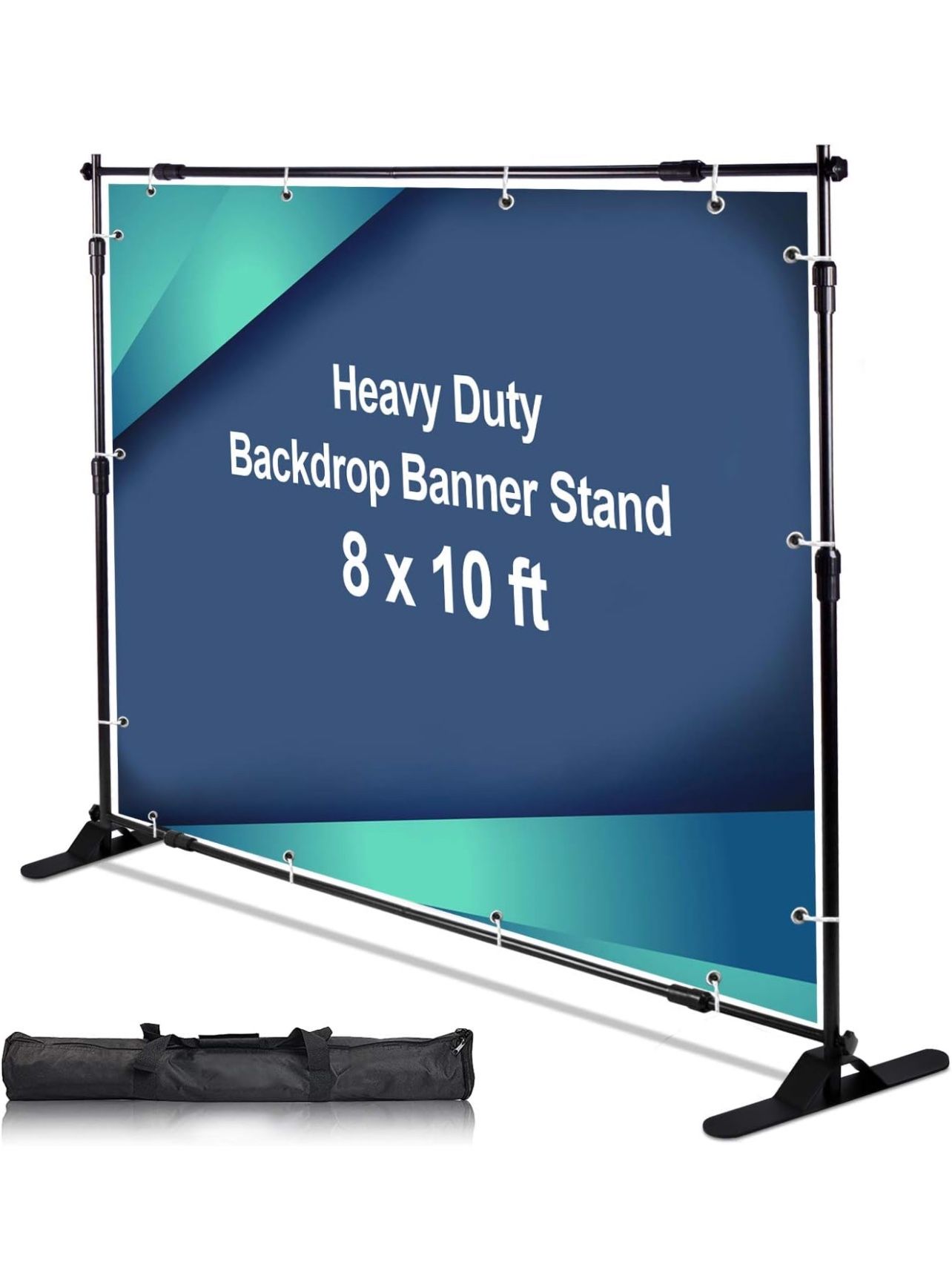 10 x 8 ft Heavy Duty Backdrop Banner Stand Kit, Adjustable Photography ...