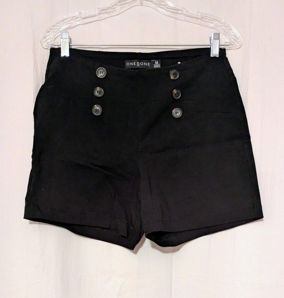 Shorts Woman's Black Medium One 5 One High Waist 6 Front Buttons for ...