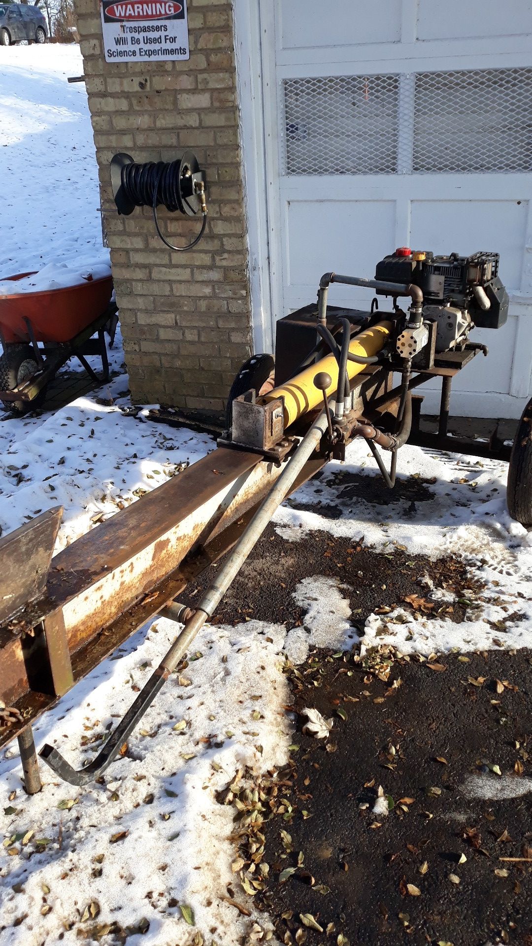 Large homemade log splitter with 8 horse Tecumseh running motor for ...