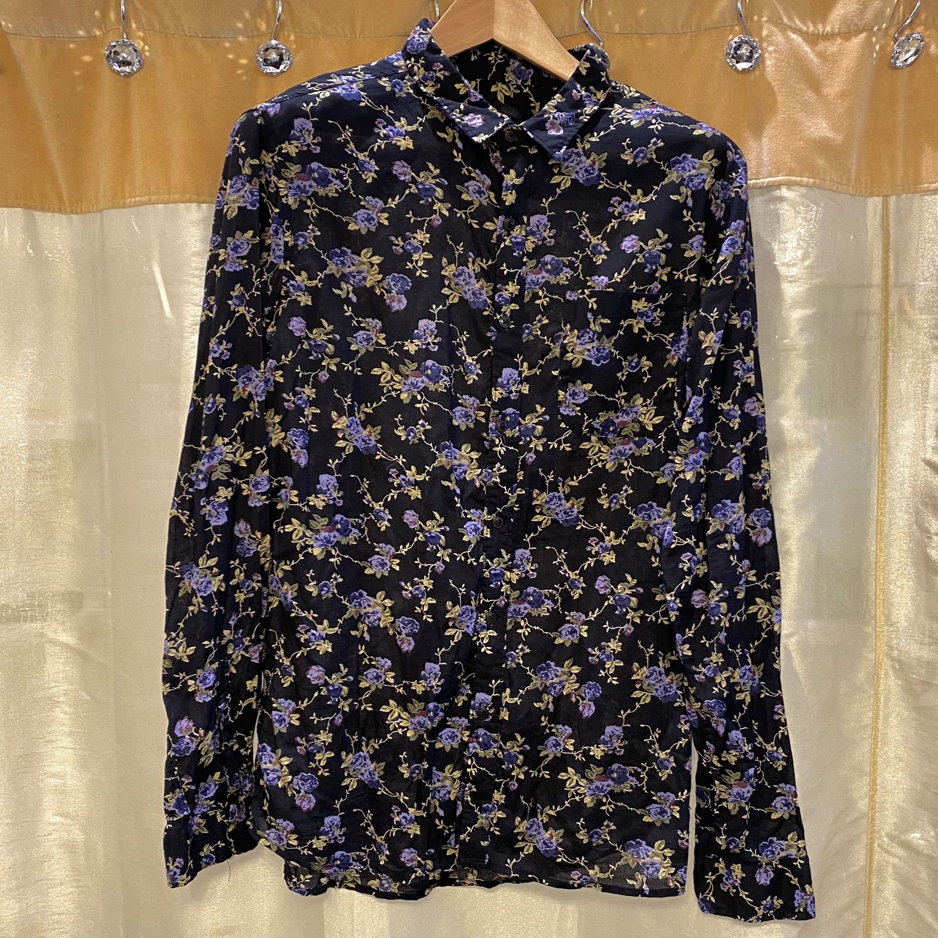 Imperial Motion Black Floral Long-Sleeve Button-Up Shirt Size Large for ...