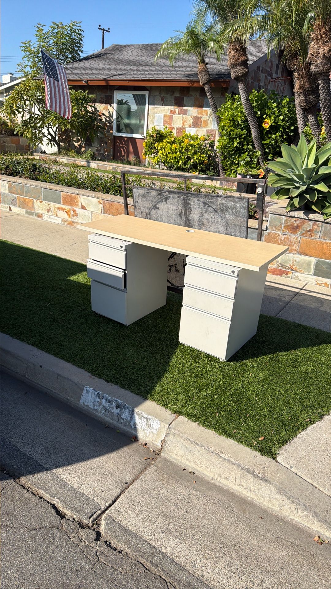 Free Desk With file Cabinets And Custom Peace Sign Gate for Sale in ...