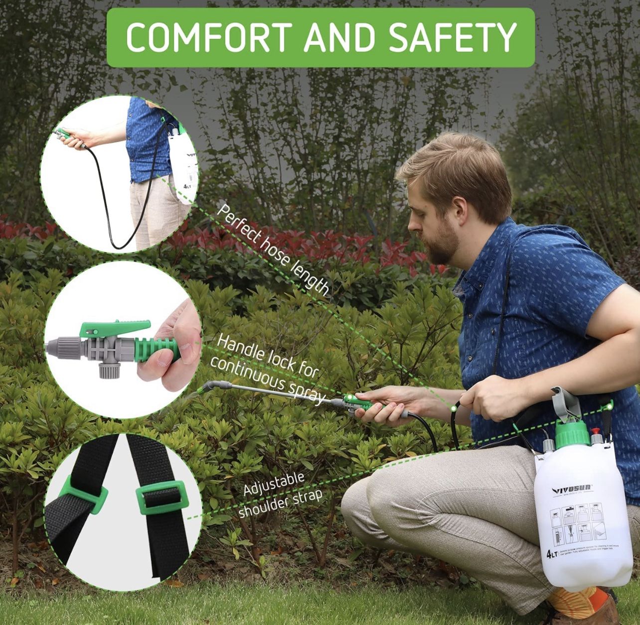 New In Box VIVOSUN 1 Gallon Pump Pressure Sprayer, 4L Pressurized Lawn ...