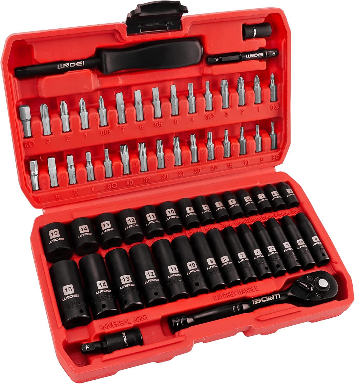 1/4" Drive Socket Wrench Set, 1/4-Inch Impact Socket Set Metric(4-15mm) Deep and Shallow 6 Point ...
