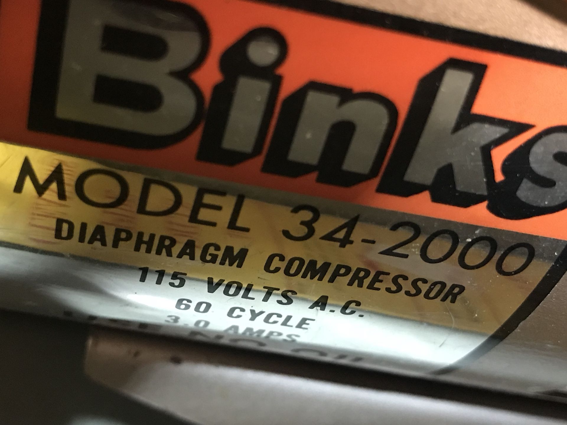 Binks model 34-2000 oil less air compressor,airbrush(Wren model A ...